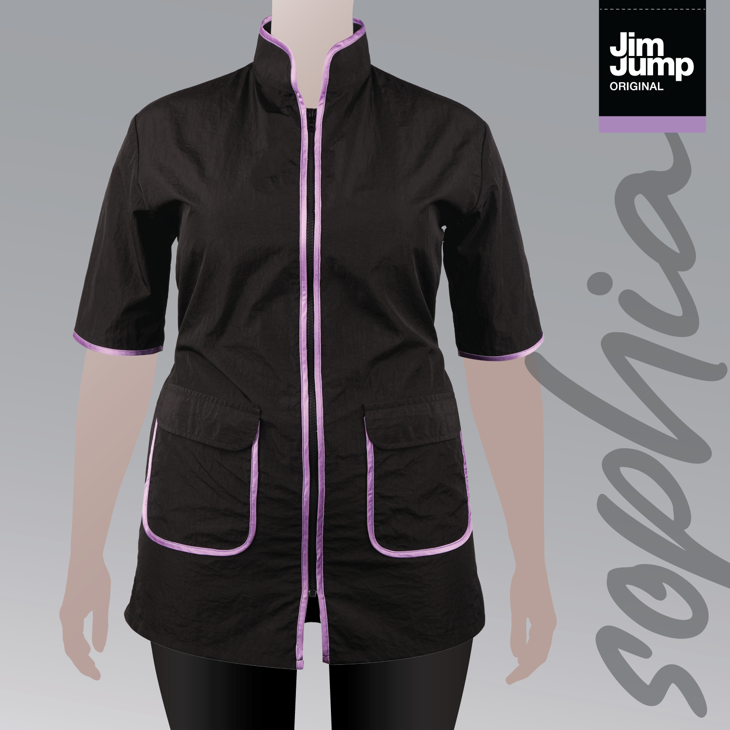Hair Resistant - SOPHIA Contrast Jacket - Black/Lilac - Jim Jump Designs