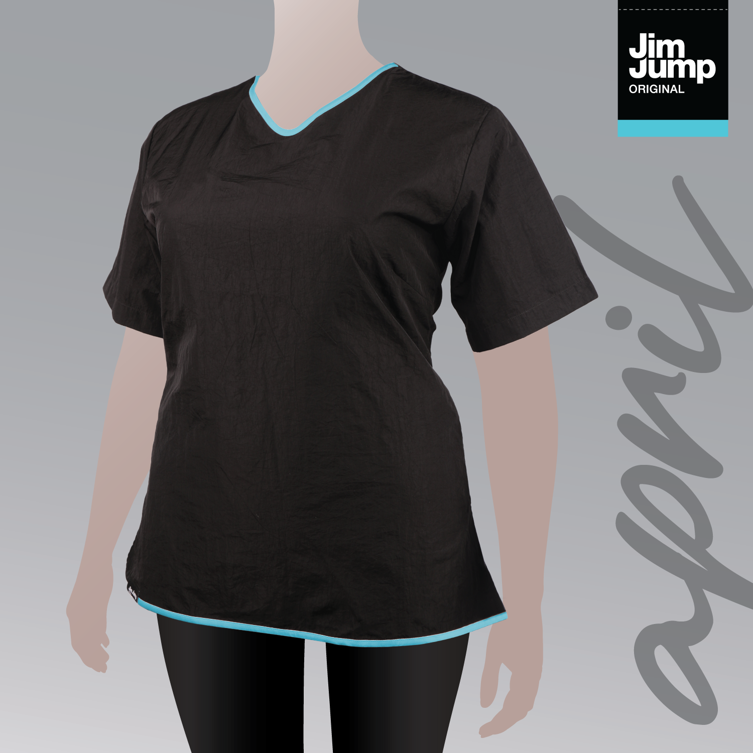 Jim Jump - APRIL Contrast Scrub Top - Black/Blue - Hair Resistant